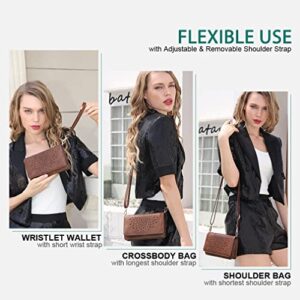 APHISON Multi-Function Small Crossbody Bags For Women,Cell Phone Shoulder Bag,Clutch Purse,RFID Wristlet Wallet,Card Holder Coffee