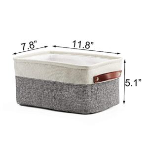 HNZIGE Storage Baskets for Organizing Fabric Baskets for Shelves, Closets, Laundry, Nursery, Decorative Baskets for Gifts Empty (White&Gray)