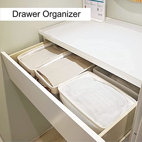 HNZIGE Storage Baskets for Organizing Fabric Baskets for Shelves, Closets, Laundry, Nursery, Decorative Baskets for Gifts Empty (White&Gray)