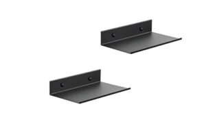 z metnal small floating shelves, mini display metal shelf for collection, decor lack wall shelf, utility shelves,aluminum, wall mounted, matt black, 8 inch, 2 pack