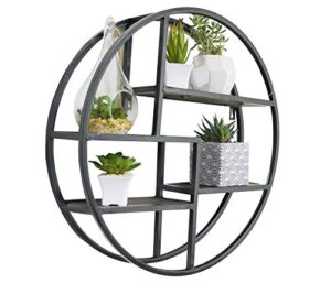 6 tier black round floating shelves, abn5e094s-blk