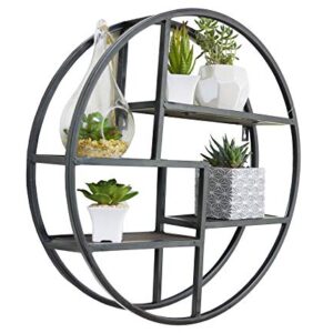 6 tier Black Round Floating Shelves, ABN5E094S-BLK