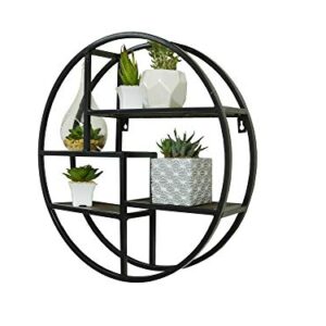 6 tier Black Round Floating Shelves, ABN5E094S-BLK