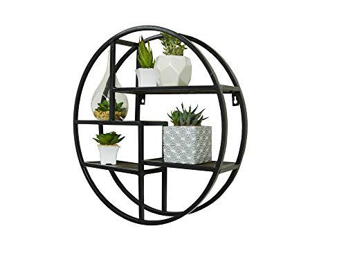 6 tier Black Round Floating Shelves, ABN5E094S-BLK