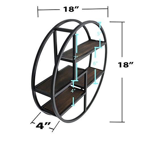 6 tier Black Round Floating Shelves, ABN5E094S-BLK