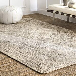 nuloom braided yvette trellis jute area rug, 4′ x 6′, natural