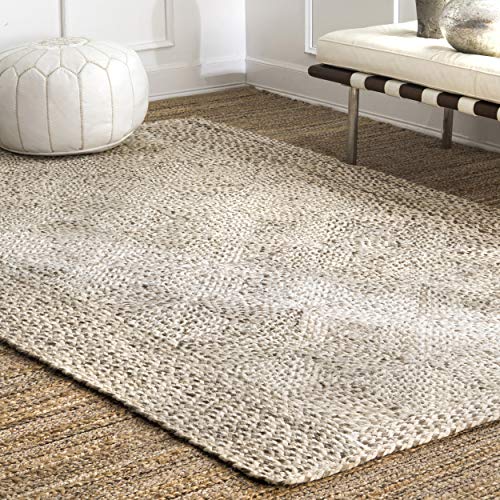 nuLOOM Braided Yvette Trellis Jute Area Rug, 4' x 6', Natural