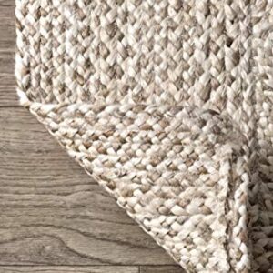 nuLOOM Braided Yvette Trellis Jute Area Rug, 4' x 6', Natural