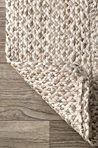 nuLOOM Braided Yvette Trellis Jute Area Rug, 4' x 6', Natural