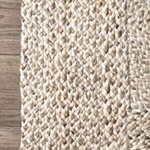 nuLOOM Braided Yvette Trellis Jute Area Rug, 4' x 6', Natural