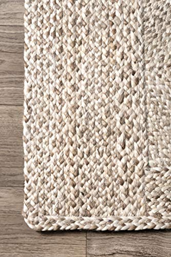 nuLOOM Braided Yvette Trellis Jute Area Rug, 4' x 6', Natural