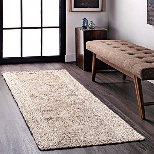 nuLOOM Braided Yvette Trellis Jute Area Rug, 4' x 6', Natural