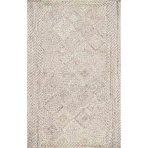 nuLOOM Braided Yvette Trellis Jute Area Rug, 4' x 6', Natural