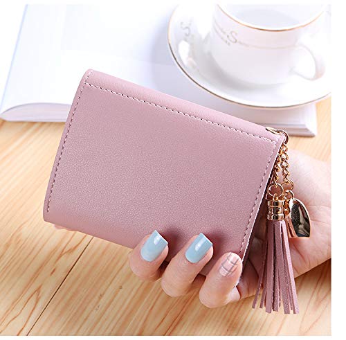 lomaifoer Small Wallet for Women，Ultra Slim Pu Leather Credit Card Holder Clutch Wallets for Women(pink)