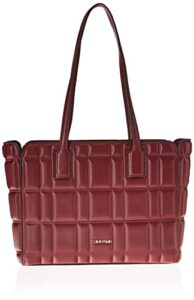 calvin klein noa top zip tote, port embossed grid