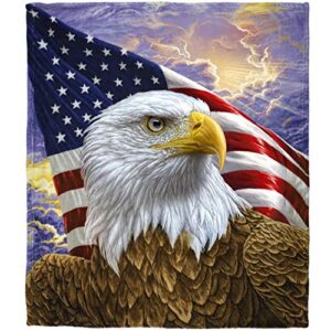 dawhud direct independence day fleece blanket for bed, 50″ x 60″ eagle fleece throw blanket for men, women and kids – super soft plush eagle blanket throw print blanket for eagle lovers