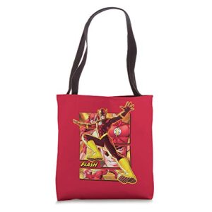 the flash comic panels tote bag