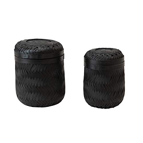 Bloomingville Bamboo Lids, Black, Set of 2 Basket, 2