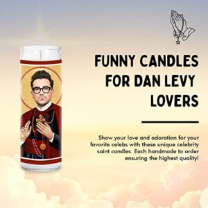 Dan Levy Celebrity Prayer Candle - Funny Saint Candle - Prayer Pop Culture Votive - 100% Handmade in USA - Funny Celeb Novelty Actor TV Show Gift