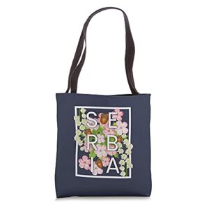 flowers of serbia word art – serbian pride tote bag