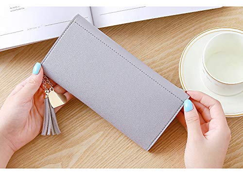 Womens Wallet Ultra Slim Pu Leather Credit Card Holder Clutch Hand holding trendy Wallets for Women(purple)