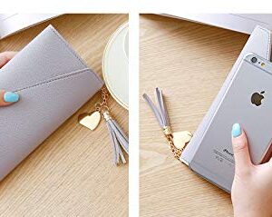 Womens Wallet Ultra Slim Pu Leather Credit Card Holder Clutch Hand holding trendy Wallets for Women(purple)