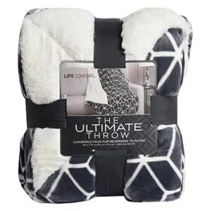 life comfort the ultimate throw faux fur dark grey