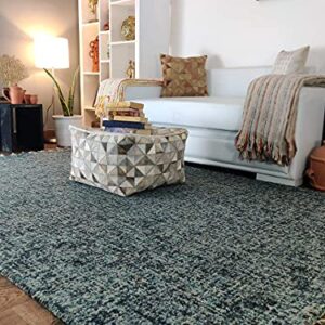 LOOMINAIRE Handmade Carpet Nomad Midnight Blue Wool Natural Fiber Easy Maintenance Rug for Living Room Bed Room Family Room Floors (8' x 10')