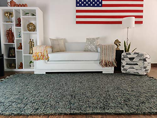 LOOMINAIRE Handmade Carpet Nomad Midnight Blue Wool Natural Fiber Easy Maintenance Rug for Living Room Bed Room Family Room Floors (8' x 10')