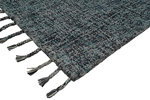 LOOMINAIRE Handmade Carpet Nomad Midnight Blue Wool Natural Fiber Easy Maintenance Rug for Living Room Bed Room Family Room Floors (8' x 10')