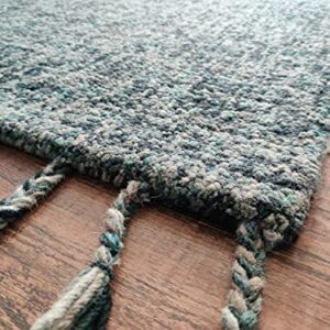 LOOMINAIRE Handmade Carpet Nomad Midnight Blue Wool Natural Fiber Easy Maintenance Rug for Living Room Bed Room Family Room Floors (8' x 10')