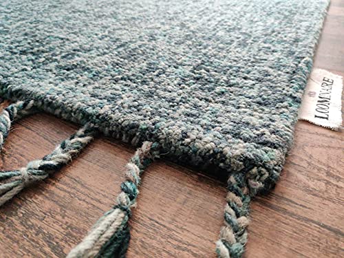 LOOMINAIRE Handmade Carpet Nomad Midnight Blue Wool Natural Fiber Easy Maintenance Rug for Living Room Bed Room Family Room Floors (8' x 10')