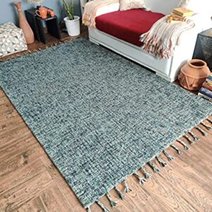 LOOMINAIRE Handmade Carpet Nomad Midnight Blue Wool Natural Fiber Easy Maintenance Rug for Living Room Bed Room Family Room Floors (8' x 10')