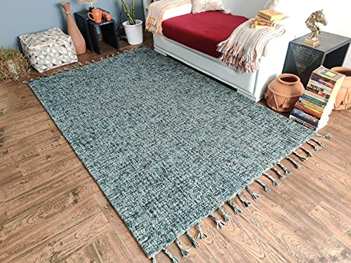 LOOMINAIRE Handmade Carpet Nomad Midnight Blue Wool Natural Fiber Easy Maintenance Rug for Living Room Bed Room Family Room Floors (8' x 10')