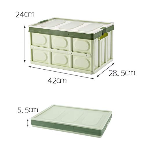 Lidded Storage Bins 2 Pack 30L Collapsible Storage Box Crates Plastic Tote Storage Box Container Stackable Folding Utility Crates for Clothes, Toy, Books,Snack, Shoe, and Grocery Storage Bin-Green