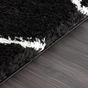 L'Baiet Allison Black White Geometric Diamond Pattern Modern Soft Shag Indoor 8' x 10' Area Rug