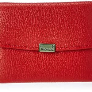 Timberland womens Leather RFID Small Indexer Snap Wallet Billfold, Red, One Size US