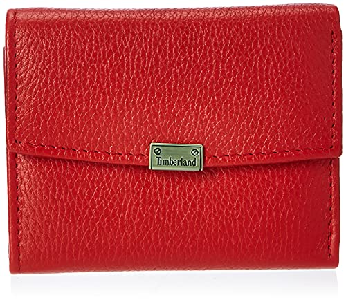 Timberland womens Leather RFID Small Indexer Snap Wallet Billfold, Red, One Size US