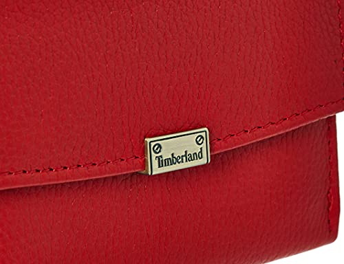 Timberland womens Leather RFID Small Indexer Snap Wallet Billfold, Red, One Size US