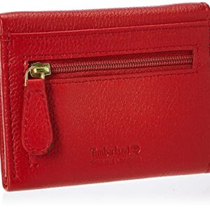 Timberland womens Leather RFID Small Indexer Snap Wallet Billfold, Red, One Size US