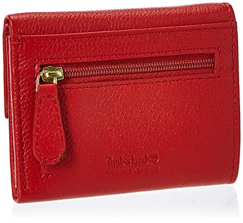 Timberland womens Leather RFID Small Indexer Snap Wallet Billfold, Red, One Size US