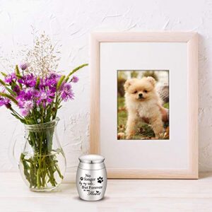 Small Cremation Urn for Dog Ashes 1.57 Inches Mini Pet Ashes Urn Stainless Steel Ashes Keepsake - No Longer by My Side Forever in My Heart