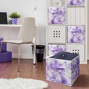 Sorbus Cube Storage Bins Cube Foldable Fabric Basket Bin Box Shelves Cubby Cloth Organizer - Great for Kids Nursery Closet Shelf, Playroom, Home Organization, 4-Pack (Tie-Dye Purple)