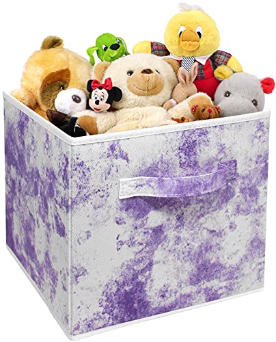 Sorbus Cube Storage Bins Cube Foldable Fabric Basket Bin Box Shelves Cubby Cloth Organizer - Great for Kids Nursery Closet Shelf, Playroom, Home Organization, 4-Pack (Tie-Dye Purple)