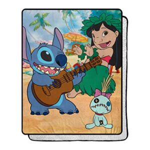 northwest lilo & stitch tropical mix silk touch sherpa throw blanket, 40″ x 50″