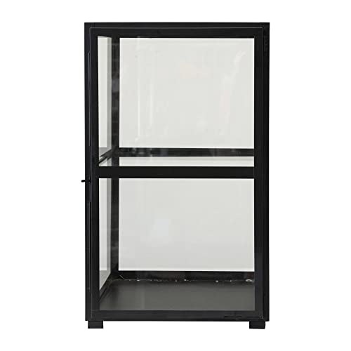 Creative Co-Op Metal & Glass Display 1 Shelf, Black Cabinet