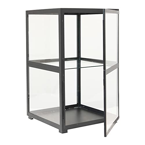 Creative Co-Op Metal & Glass Display 1 Shelf, Black Cabinet