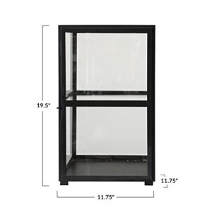 Creative Co-Op Metal & Glass Display 1 Shelf, Black Cabinet