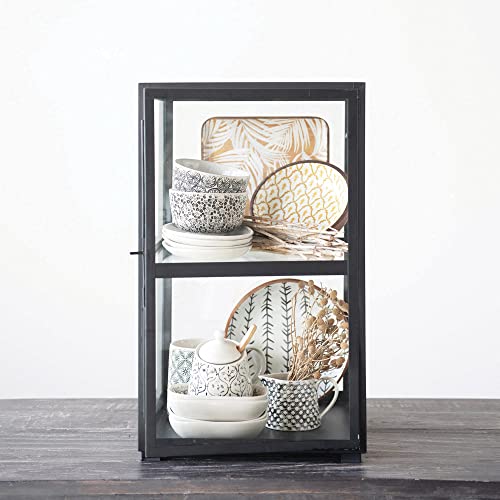 Creative Co-Op Metal & Glass Display 1 Shelf, Black Cabinet