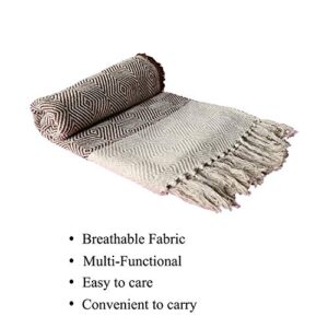 Brown Throw Blanket - Soft and Warm Living Room Bedroom Boho Home Decor Decorative Throws for Sofa and Couch - 60 x 50 Inch